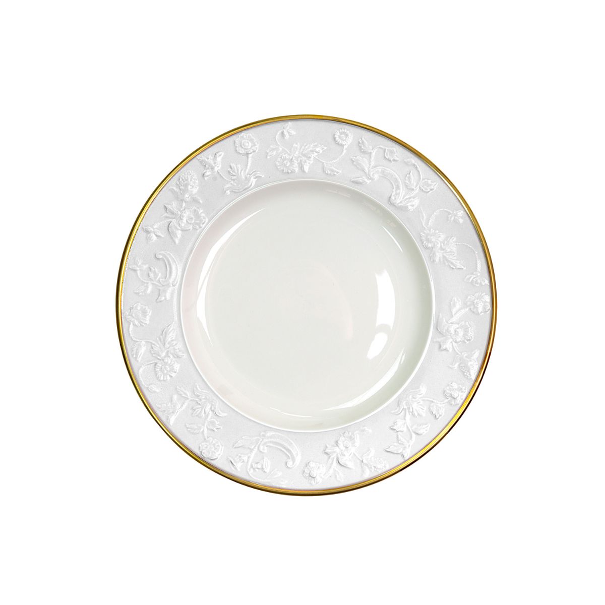 Taormina White & Gold Dinner Plate | VILLARI
