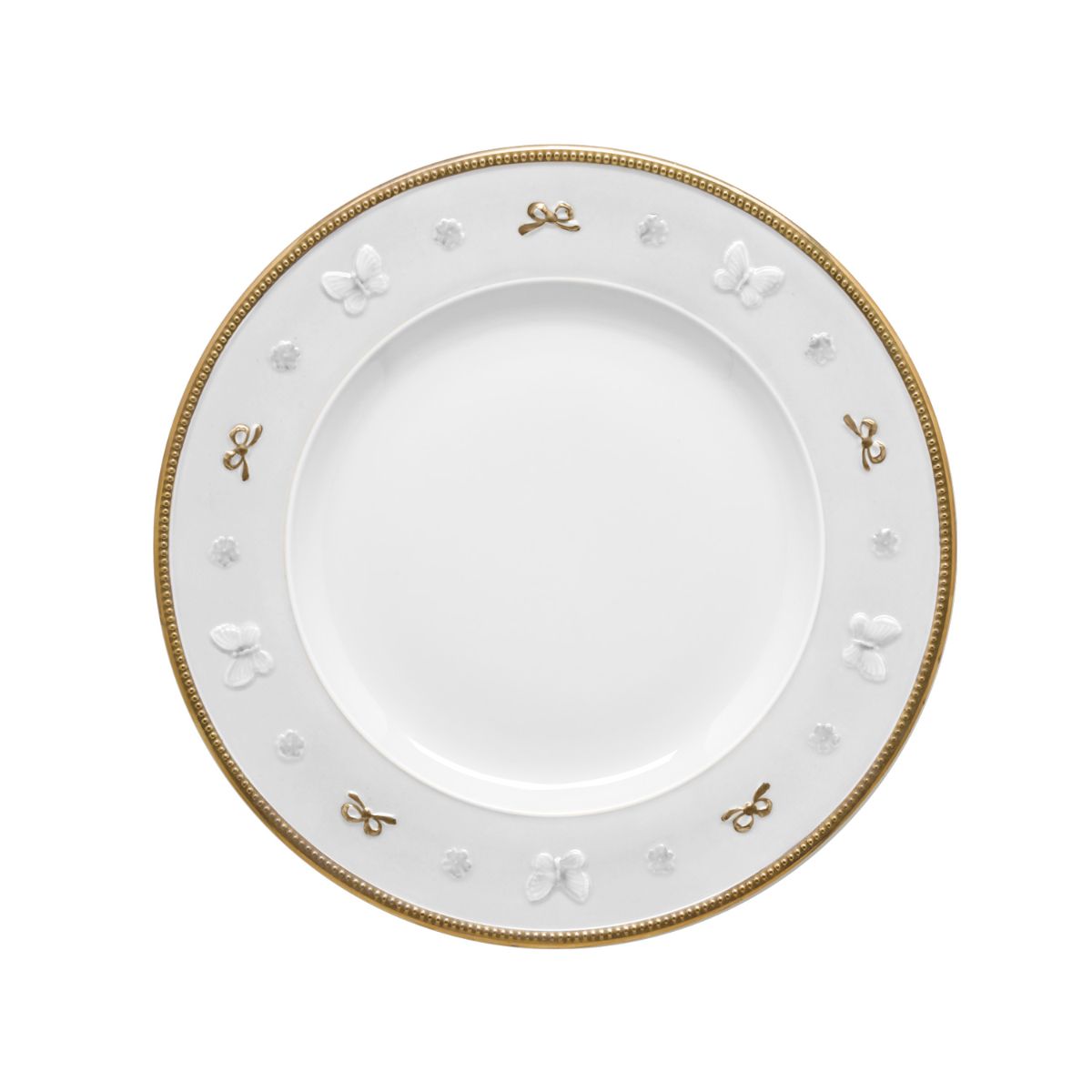 Butterfly White & Gold Dinner Plate | VILLARI