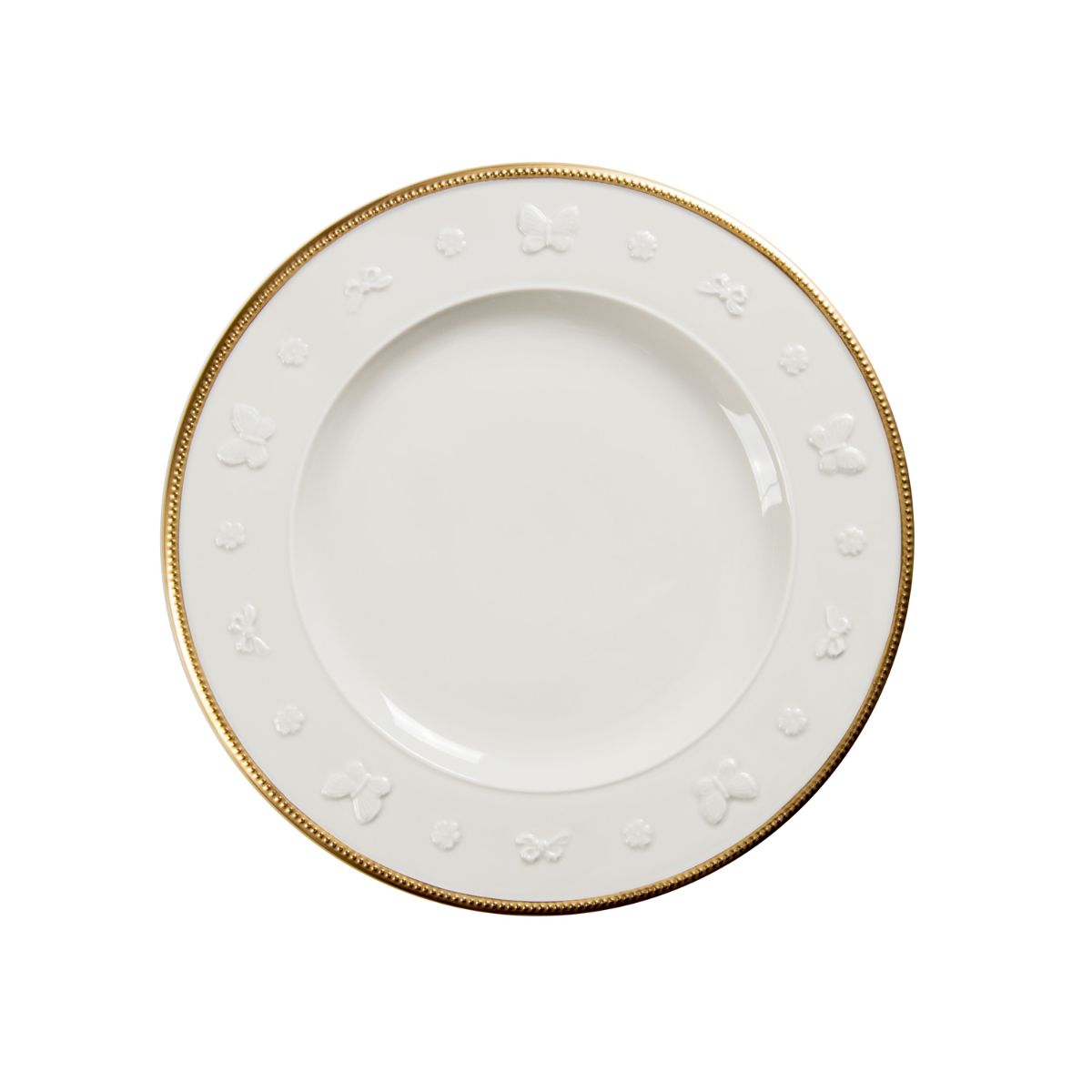 Butterfly White & Gold Dinner Plate VILLARI