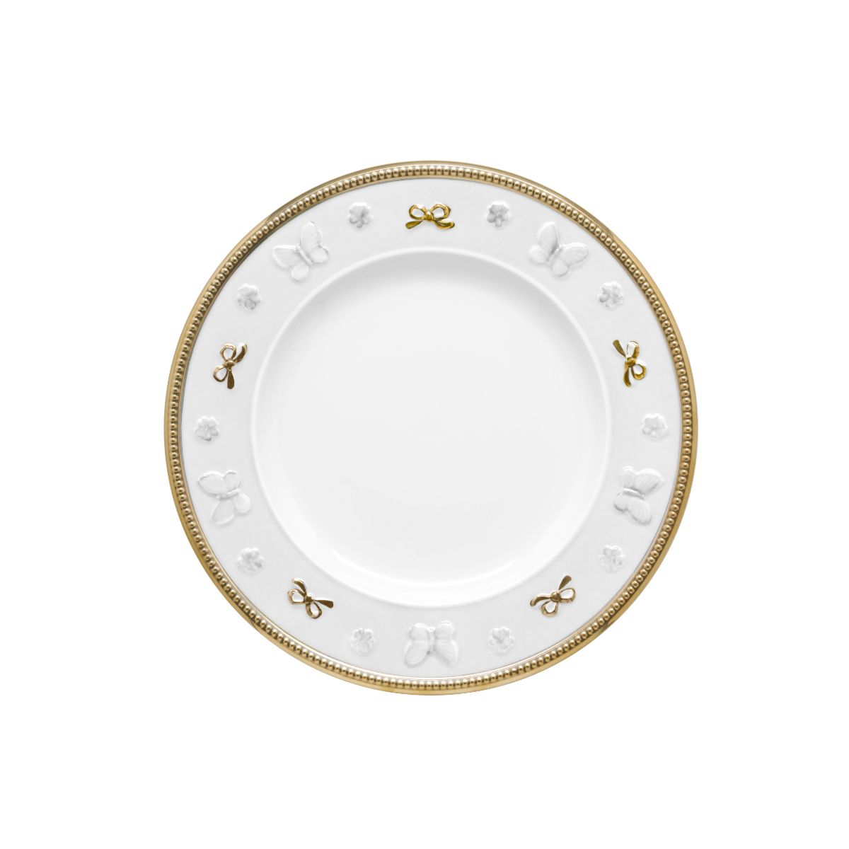Butterfly White & Gold Dessert Plate | VILLARI