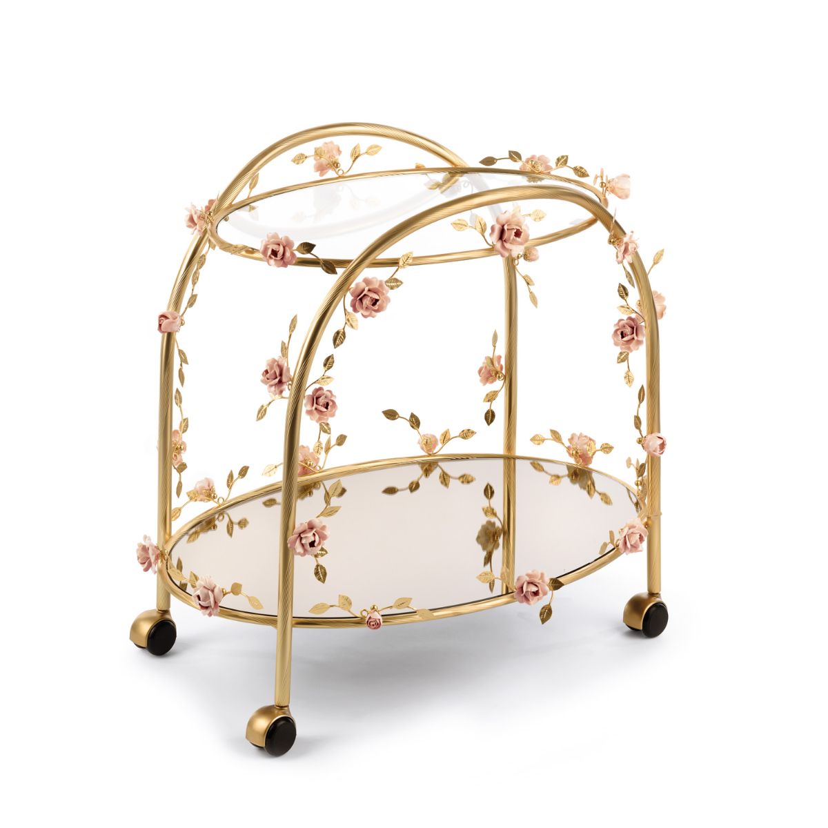 Camelia Lulu Small Tea Trolley - Pink & Gold | VILLARI